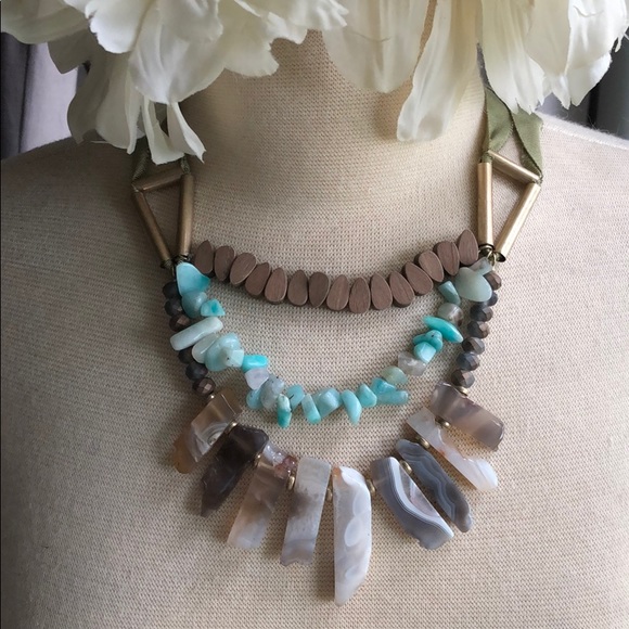 Make a wish | Jewelry | Layered Gem Stonewood Gold Metal W Sage Ribbon ...